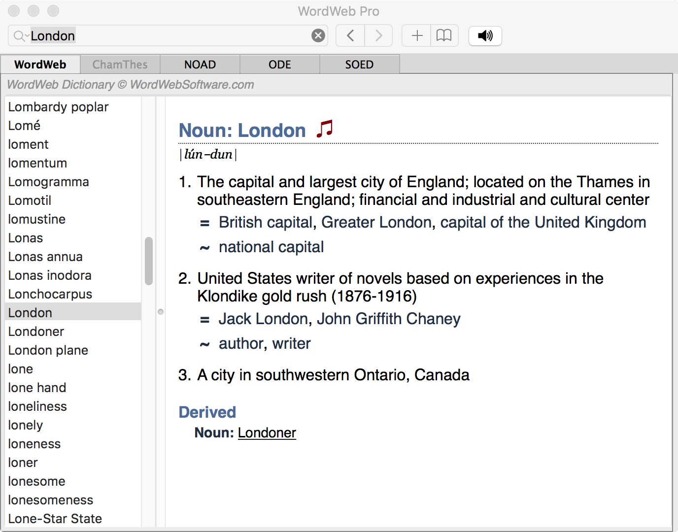 WordWeb Pro Dictionary and Thesaurus for Mac OS